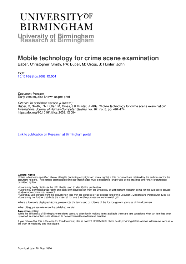 (PDF) Mobile technology for crime scene examination
