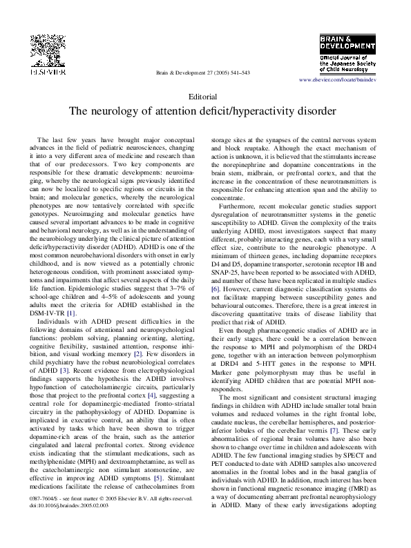 (PDF) The neurology of attention deficit/hyperactivity disorder