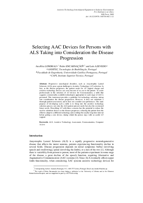 (PDF) Selecting AAC devices for persons with ALS taking into ...