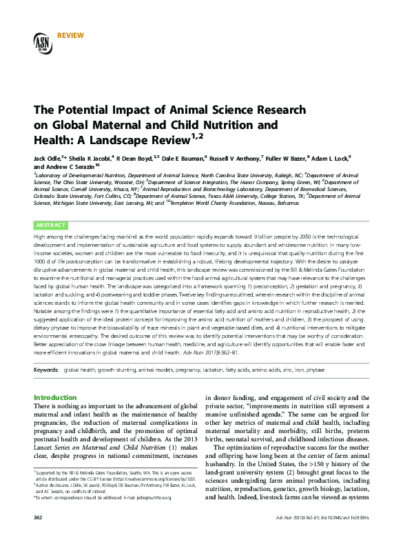 (PDF) The Potential Impact of Animal Science Research on Global ...