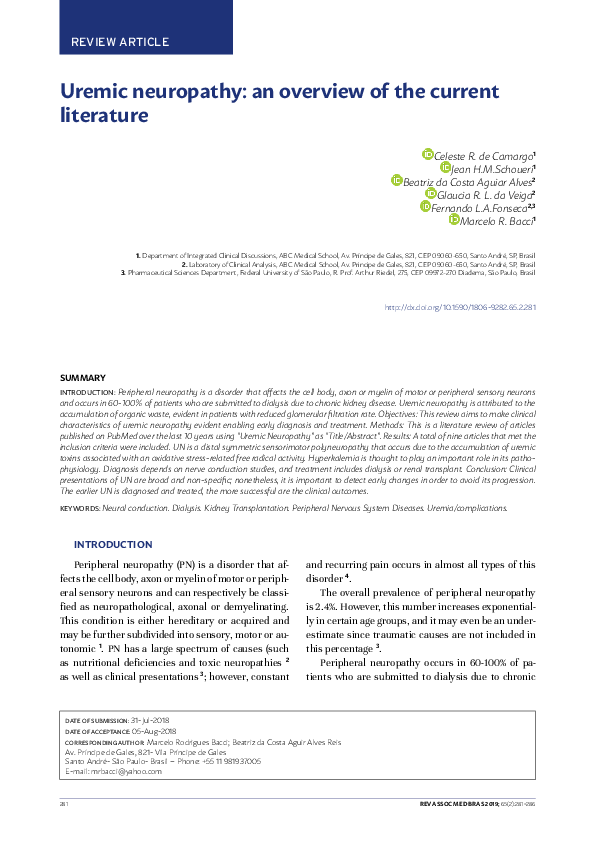 (PDF) Uremic neuropathy: an overview of the current literature