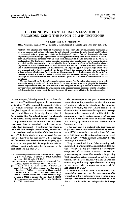 (PDF) The firing patterns of rat melanotrophs recorded using the patch ...