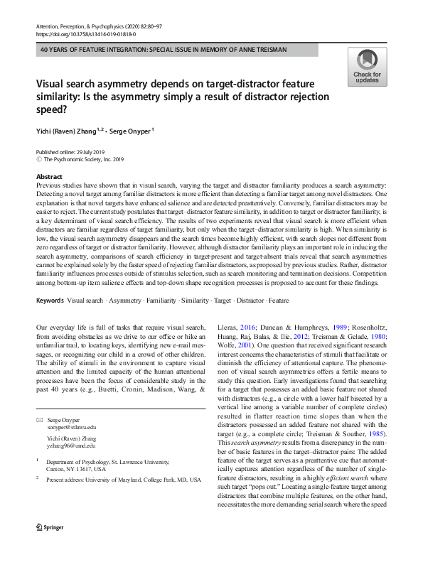 (PDF) Visual search asymmetry depends on target-distractor feature ...
