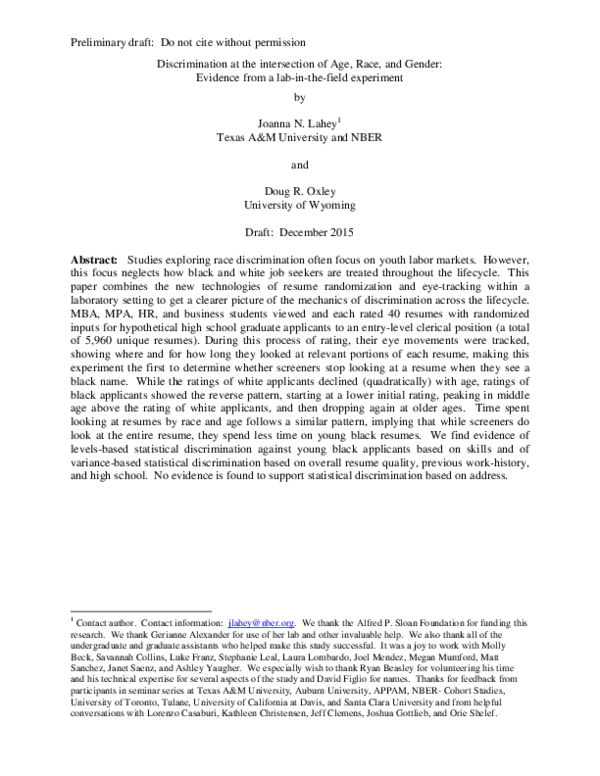 (PDF) Discrimination at the Intersection of Age, Race, and Gender ...