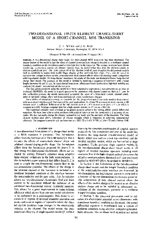 (PDF) Two-dimensional finite element charge-sheet model of a short ...