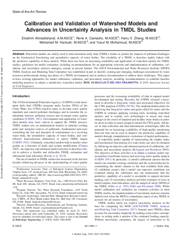 (PDF) Calibration and Validation of Watershed Models and Advances in Uncertainty Analysis in ...