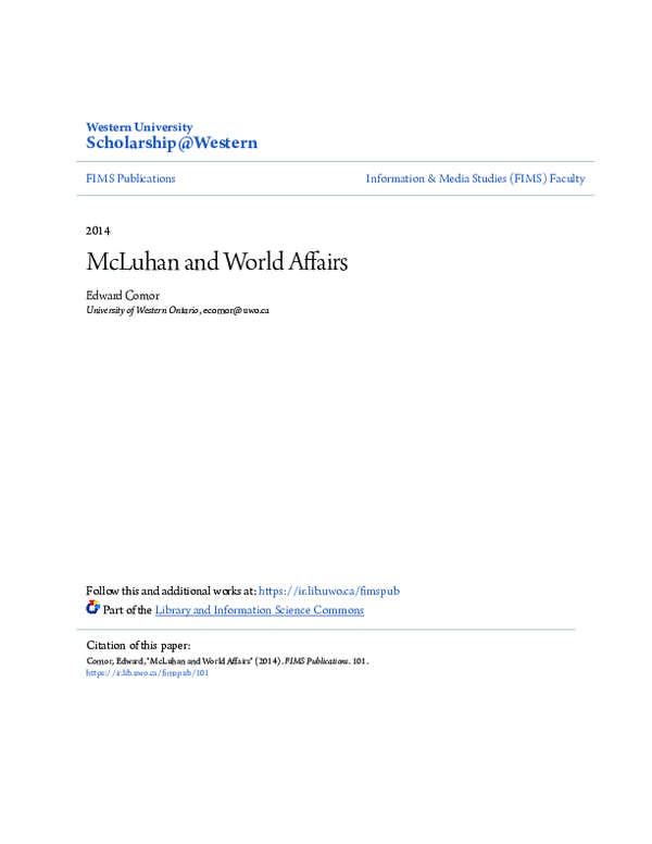 (PDF) McLuhan and World Affairs