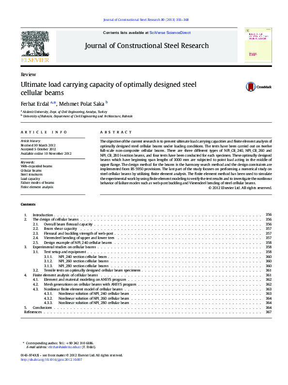 (PDF) Ultimate load carrying capacity of optimally designed steel ...