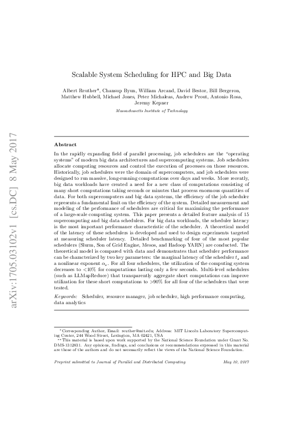 Pdf Scalable System Scheduling For Hpc And Big Data