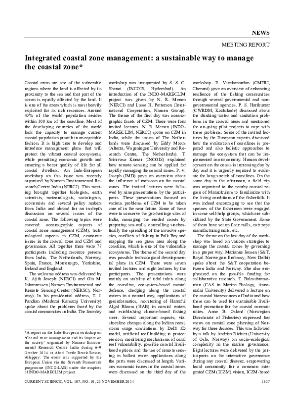 (PDF) Integrated coastal zone management: a sustainable way to manage ...