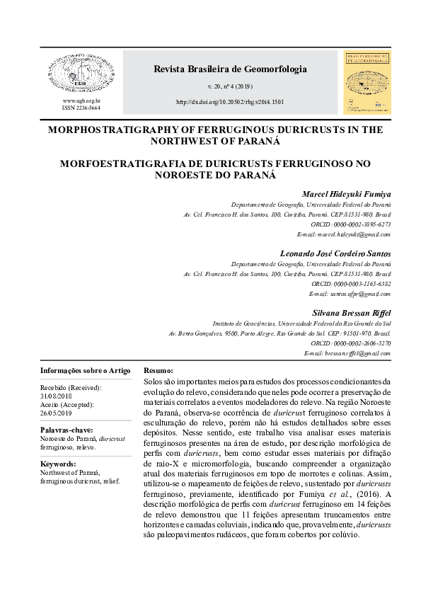 (PDF) Morphostratigraphy of Ferruginous Duricrusts in the Northwest of ...