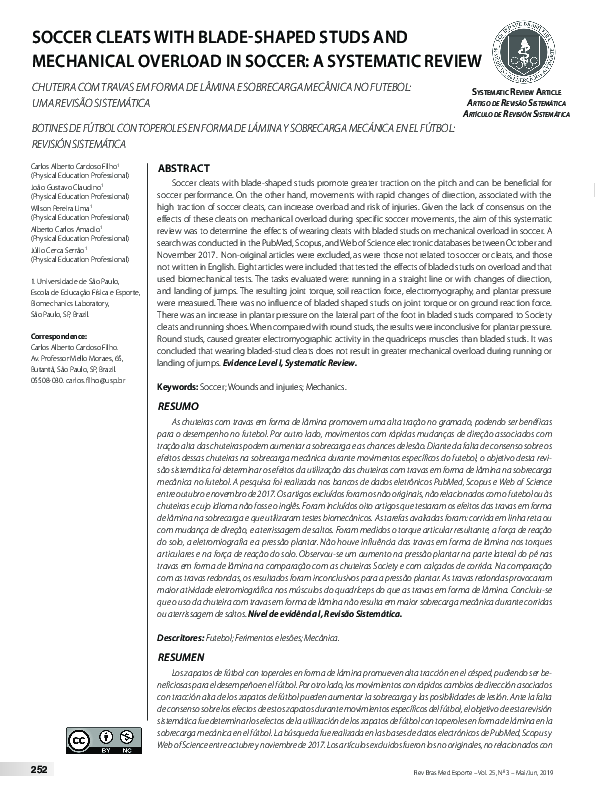 (PDF) Soccer Cleats with Blade-Shaped Studs and Mechanical Overload in ...