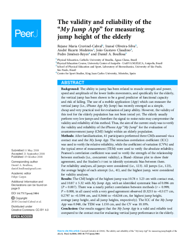 (PDF) {"__content__"=>"The validity and reliability of the \"\" for measuring jump height of the ...