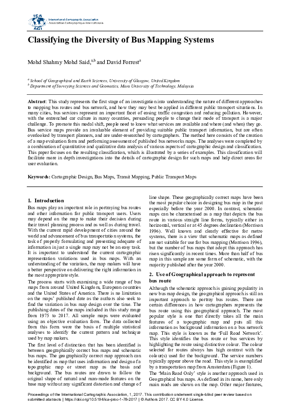 (PDF) Classifying the Diversity of Bus Mapping Systems