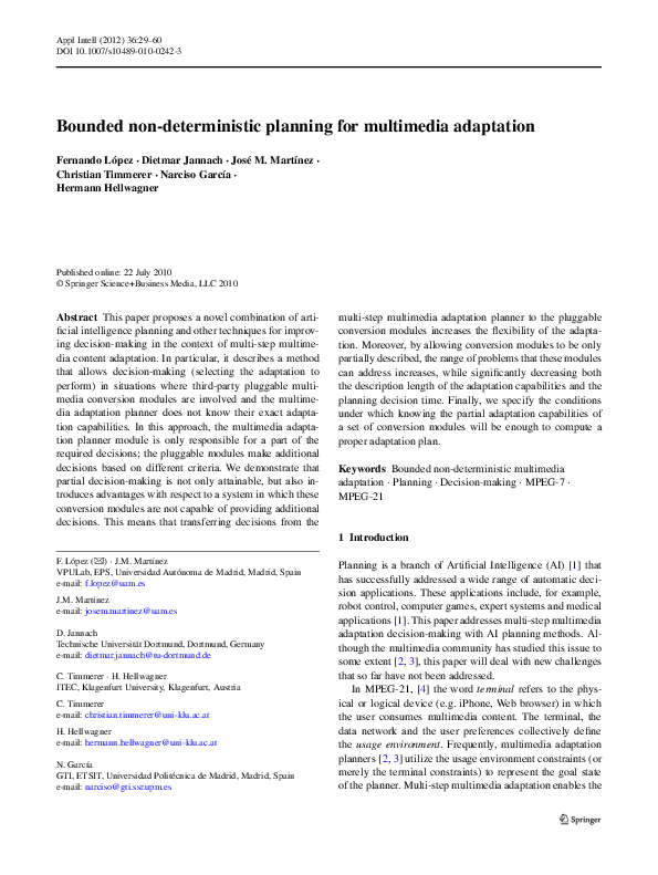 (PDF) Bounded non-deterministic planning for multimedia adaptation