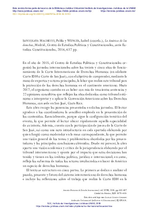 (PDF) SANTOLAYA MACHETTI, Pablo y WENCES, Isabel (coords.), La América ...