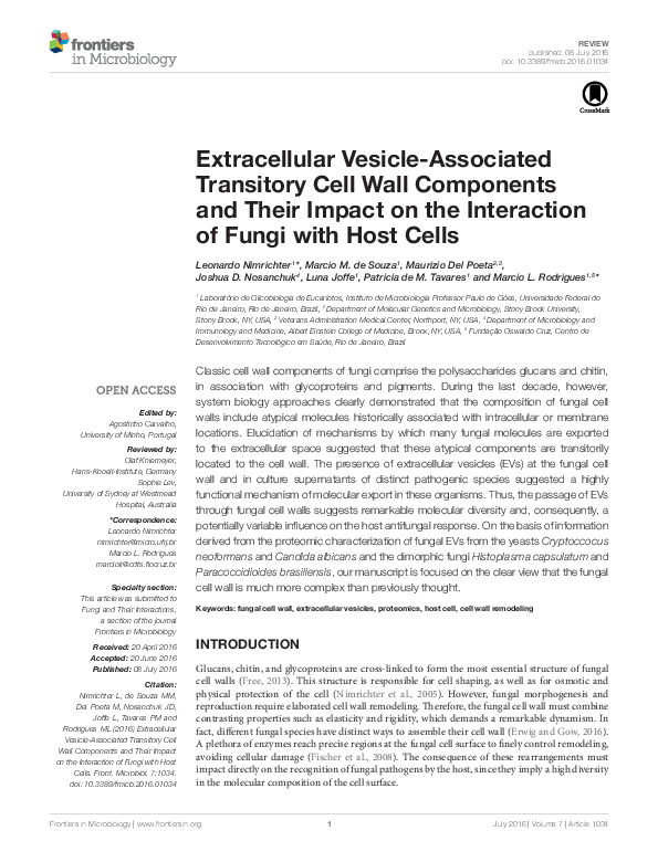 (PDF) Extracellular Vesicle-Associated Transitory Cell Wall Components and Their Impact on the ...