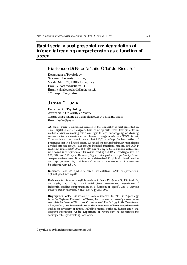 (PDF) Rapid serial visual presentation: degradation of inferential ...