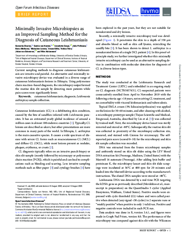 (PDF) Microbiopsies: Enhanced Diagnosis of Leishmaniasis