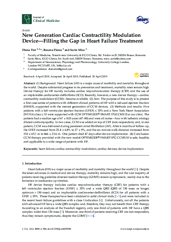 (PDF) New Generation Cardiac Contractility Modulation Device—Filling the Gap in Heart Failure ...