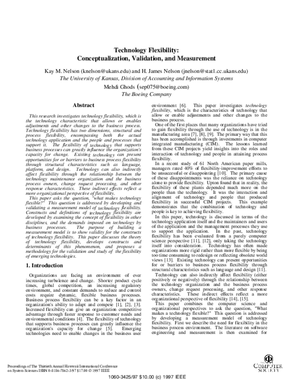 (PDF) Technology flexibility: conceptualization, validation, and ... (PDF) Technology flexibility: conceptualization, validation, and ...