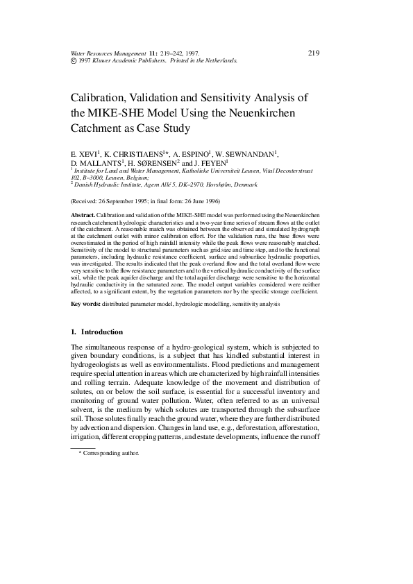(PDF) Calibration, Validation and Sensitivity Analysis of the MIKE-SHE ...