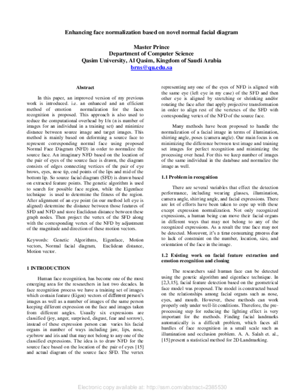 (PDF) Enhancing Face Normalization Based on Novel Normal Facial Diagram