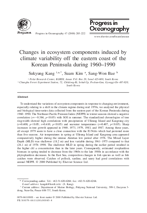 (PDF) Changes in ecosystem components induced by climate variability ...