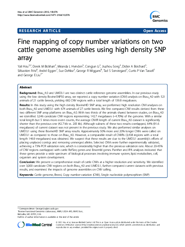 (PDF) Fine mapping of copy number variations on two cattle genome ...