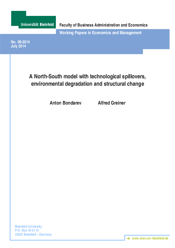 (PDF) A North-South Model with Technological Spillovers, Environmental ...