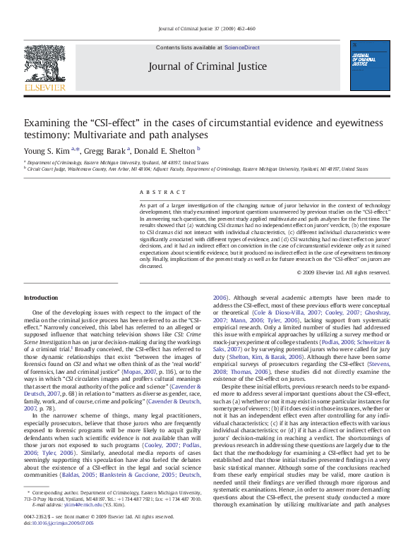 (PDF) Examining the “CSI-effect” in the cases of circumstantial ...