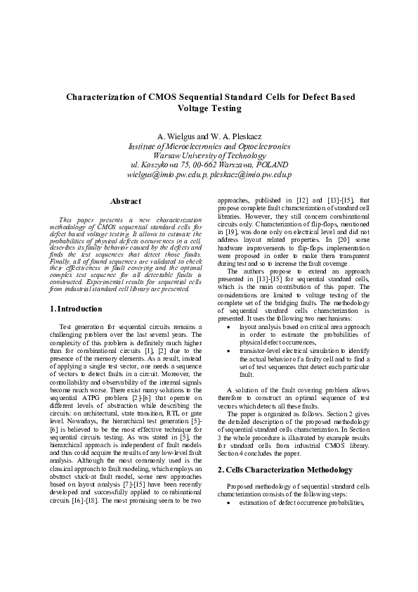 (PDF) Characterization of CMOS sequential standard cells for defect ...