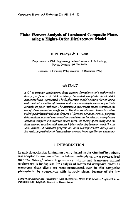 Pdf Finite Element Analysis Of Laminated Composite Plates Using A