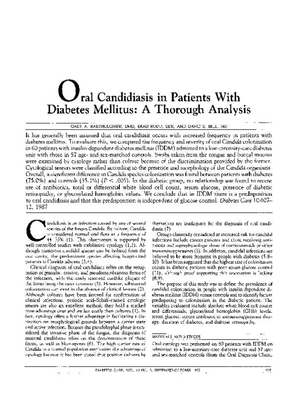 (PDF) Oral candidiasis in patients with diabetes mellitus: a thorough ...
