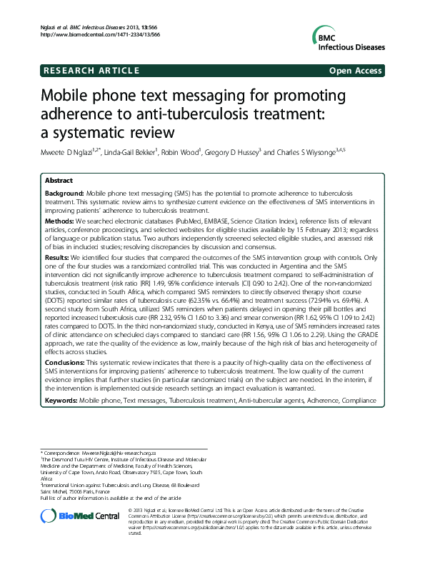 (PDF) Mobile phone text messaging for promoting adherence to anti ...