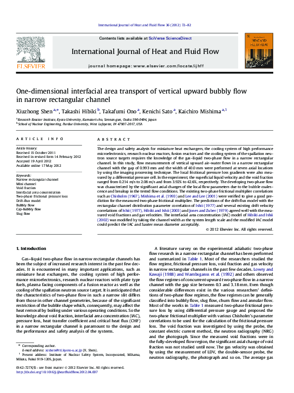 (PDF) One-dimensional interfacial area transport of vertical upward ...