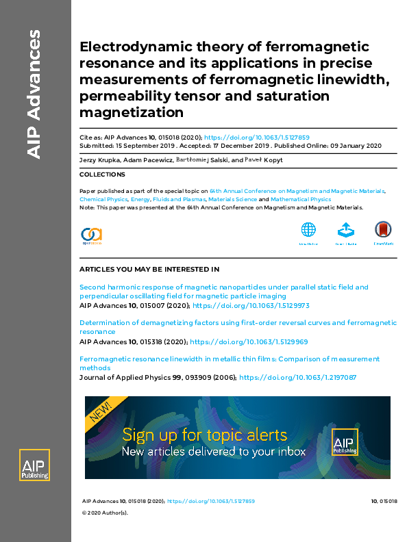 (PDF) Electrodynamic theory of ferromagnetic resonance and its ...