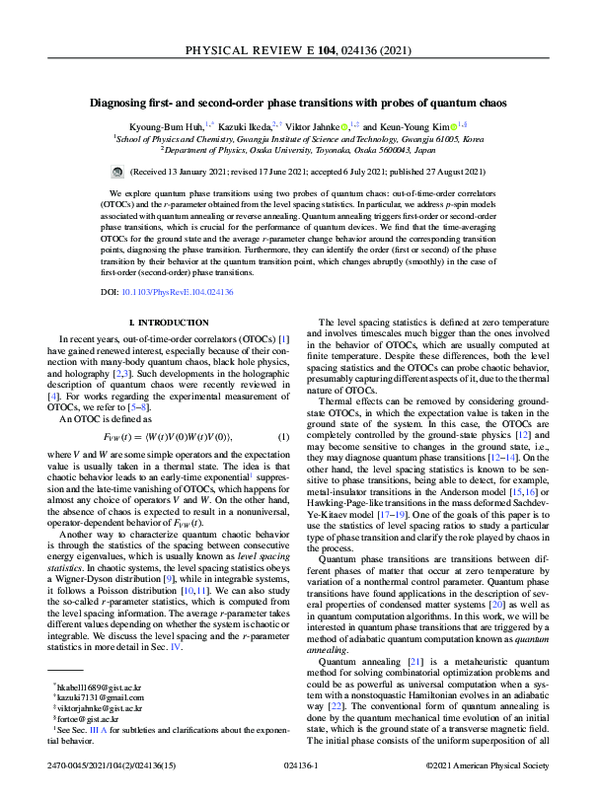 (PDF) Diagnosing first- and second-order phase transitions with probes of quantum chaos