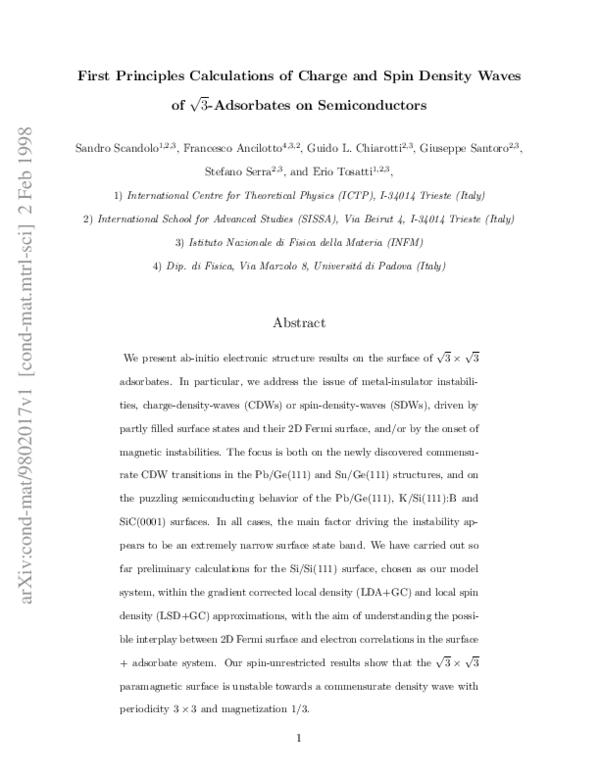 (PDF) First principles calculations of charge and spin density waves of ...