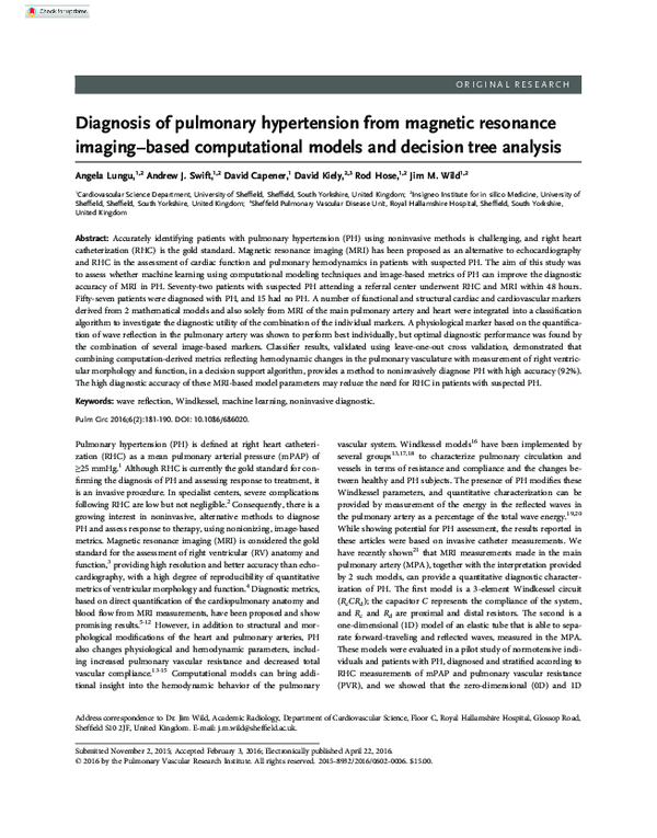 (PDF) Diagnosis of pulmonary hypertension from MR image based ...