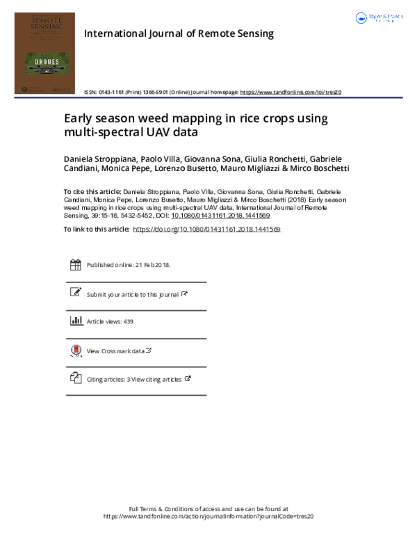 (PDF) Early season weed mapping in rice crops using multi-spectral UAV data