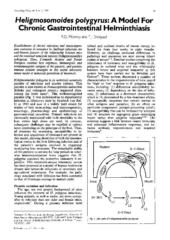 (PDF) Heligmosomoides polygyrus: A model for chronic gastrointestinal ...