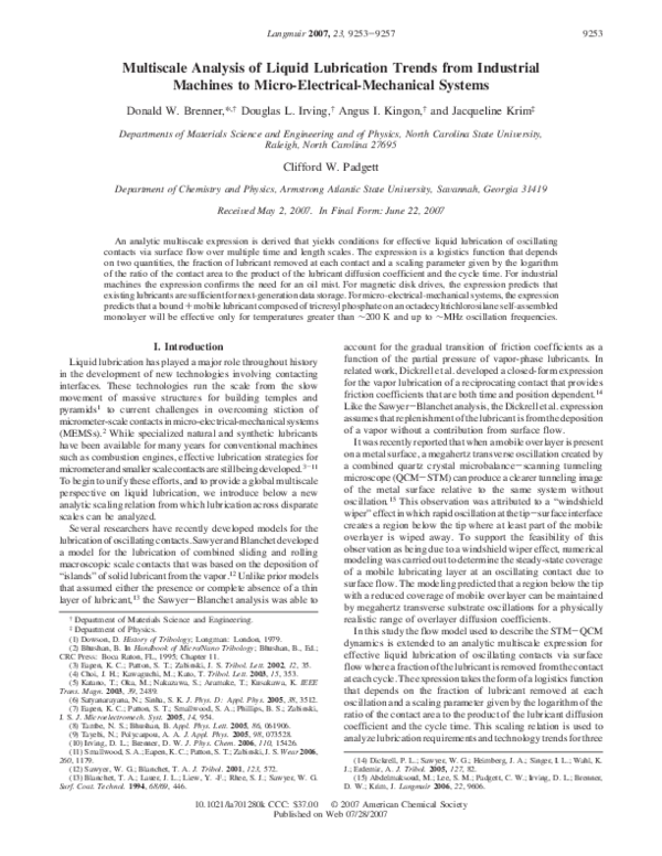 (PDF) Multiscale Analysis of Liquid Lubrication Trends from Industrial ...