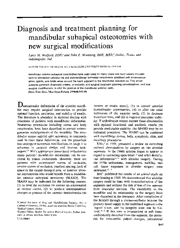 (PDF) Diagnosis and treatment planning for mandibular subapical ...