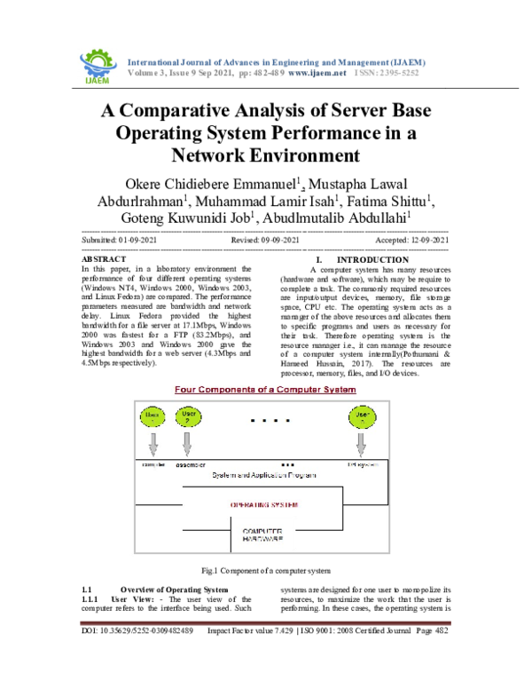 Pdf A Comparative Analysis Of Server Base Operating System Performance In A Network Environment