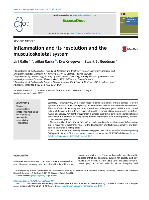 (PDF) Inflammation and its resolution and the musculoskeletal system ...