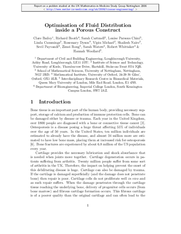 (PDF) Optimisation of fluid distribution inside a porous construct ...