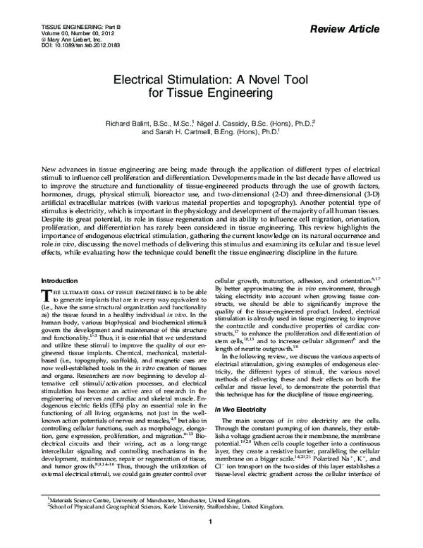 (PDF) Electrical Stimulation: A Novel Tool for Tissue Engineering ...