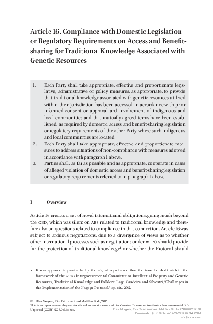(PDF) Article 16. Compliance with Domestic Legislation or Regulatory ...