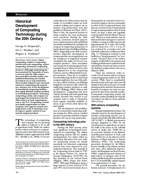 (PDF) Historical Development of Composting Technology during the 20th ...